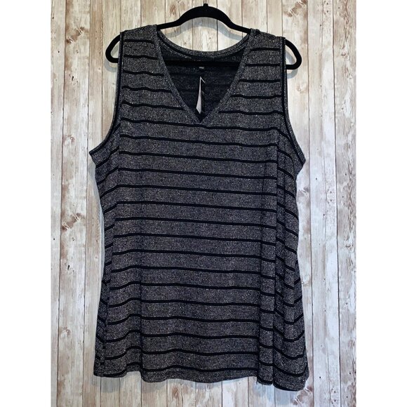 Lane Bryant | Tops | New Lane Bryant Tank Top Metallic Silver Black ...